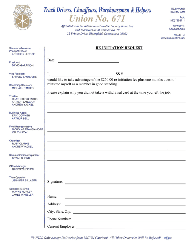 Teamsters 671 | Union Forms [OLD]